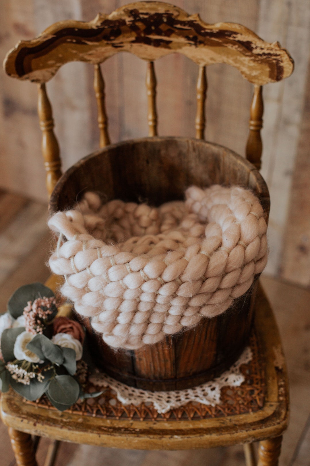 Vintage Newborn Bucket Digital Backdrop - Etsy