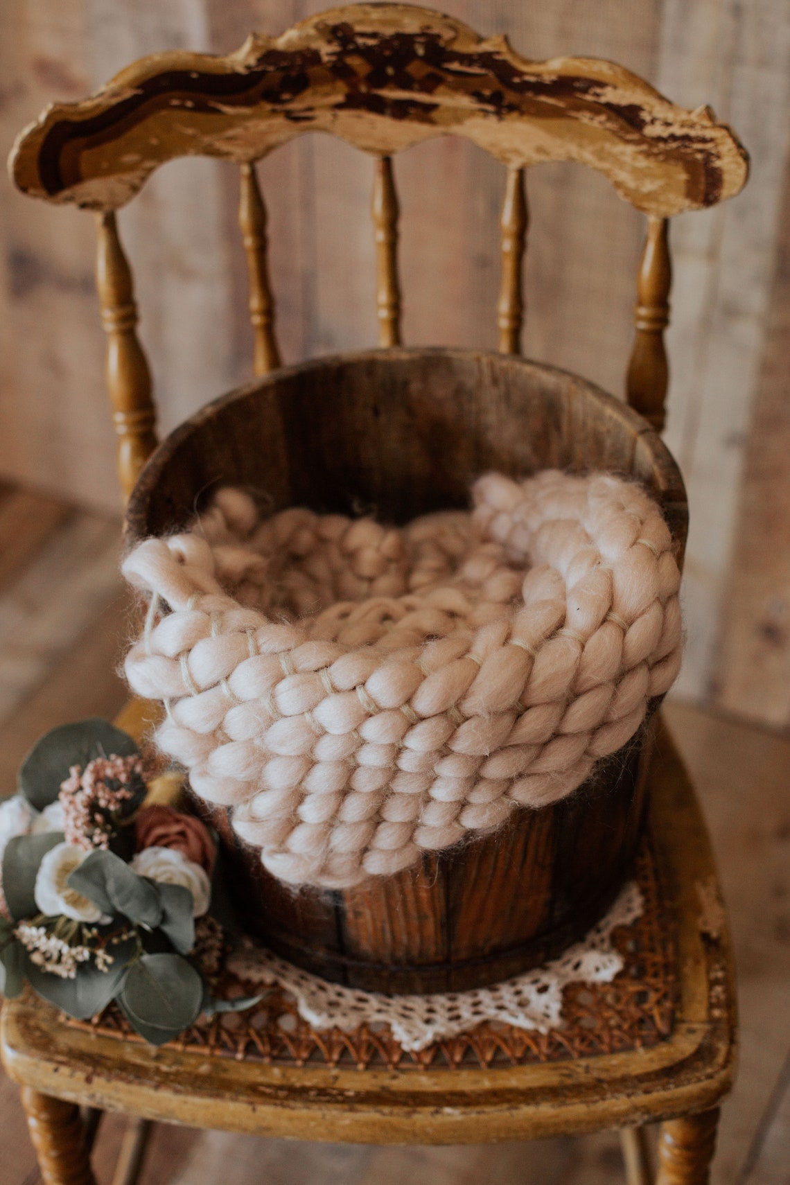 Vintage Newborn Bucket Digital Backdrop - Etsy