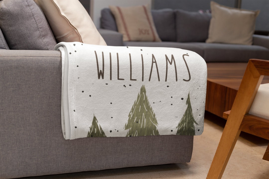 Custom Name Blanket, Christmas Tree Blanket With Family Name, Christmas ...