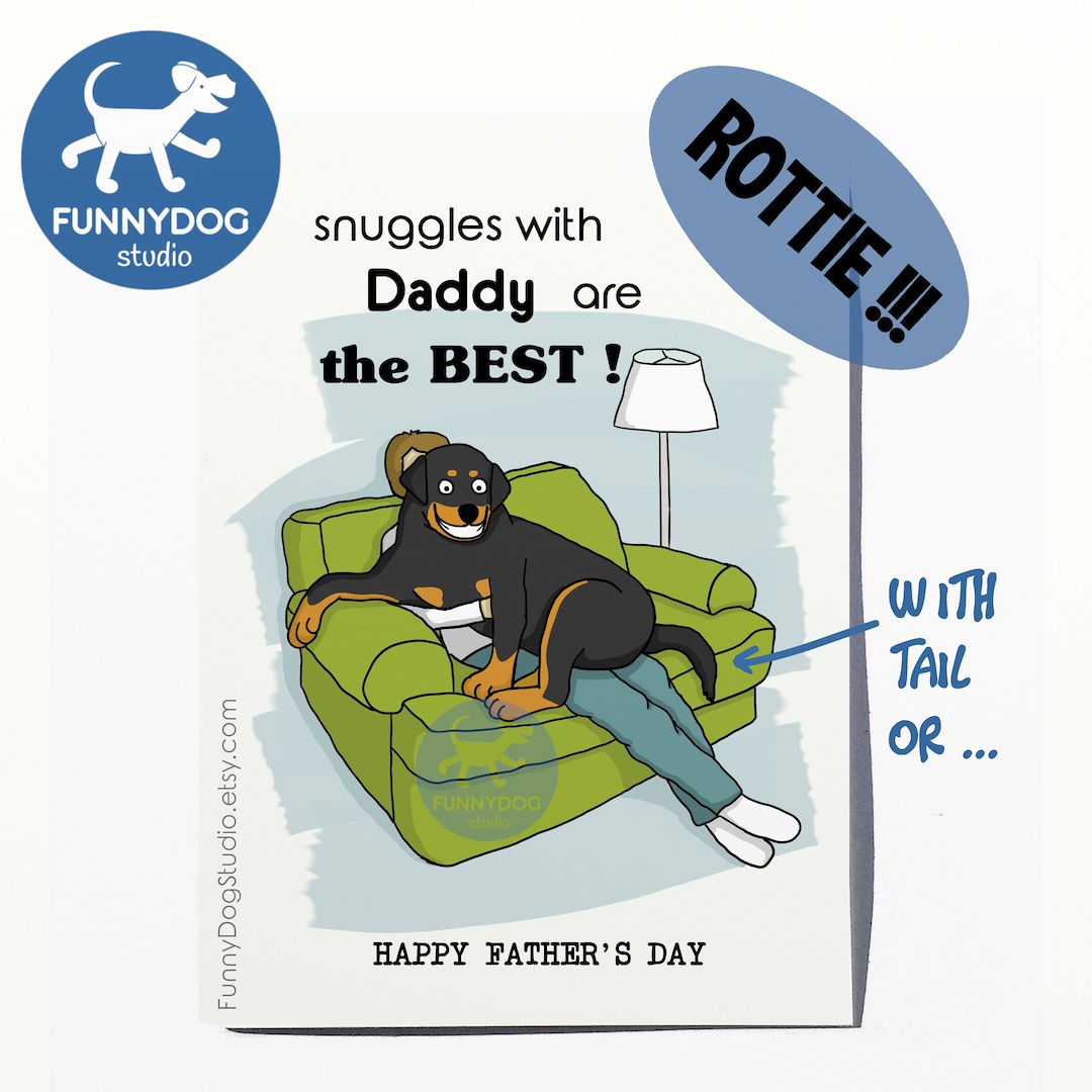 Father's Day Card for Dog Dad; Rottie's Dad Card; Rottweiler Dog Dad ...
