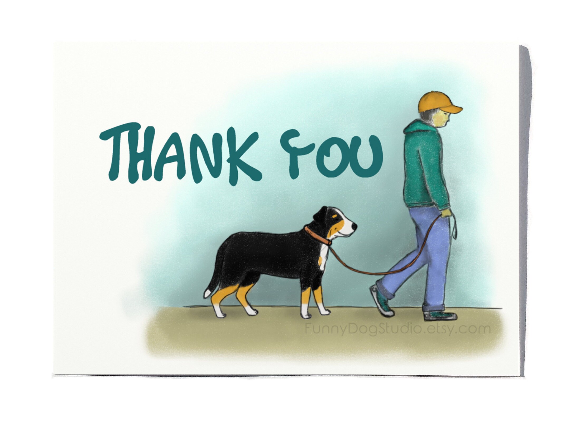 Beautiful Thank You Card Featuring Dog; Thank You Card for Dog Walker ...