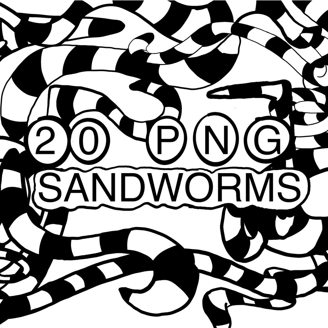 Sandworms - 20 PNG Digital File Clip Art - Spooky Black and White ...