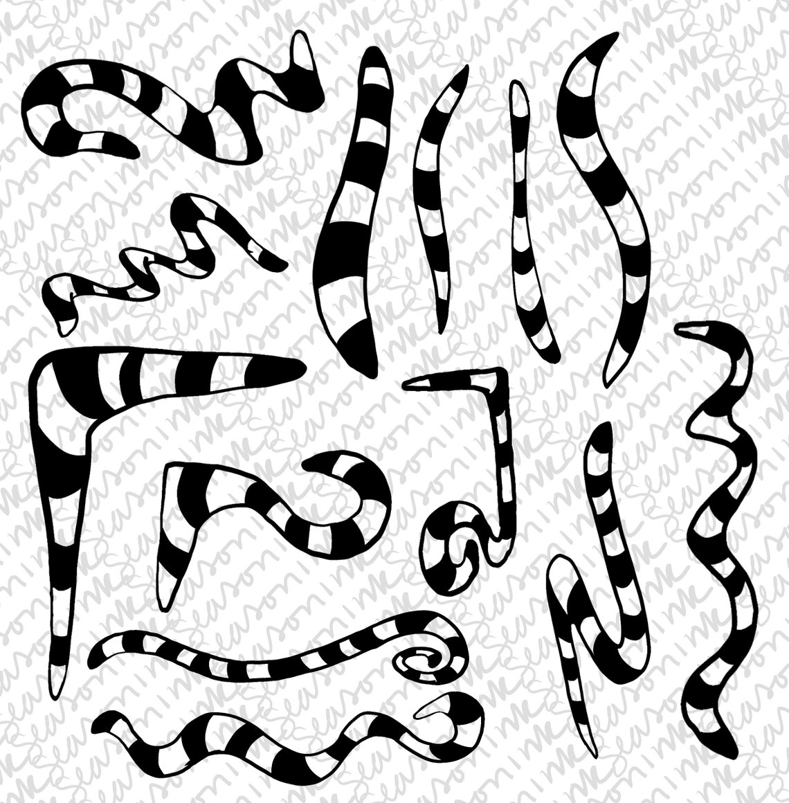 Sandworms - 20 PNG Digital File Clip Art - Spooky Black and White ...