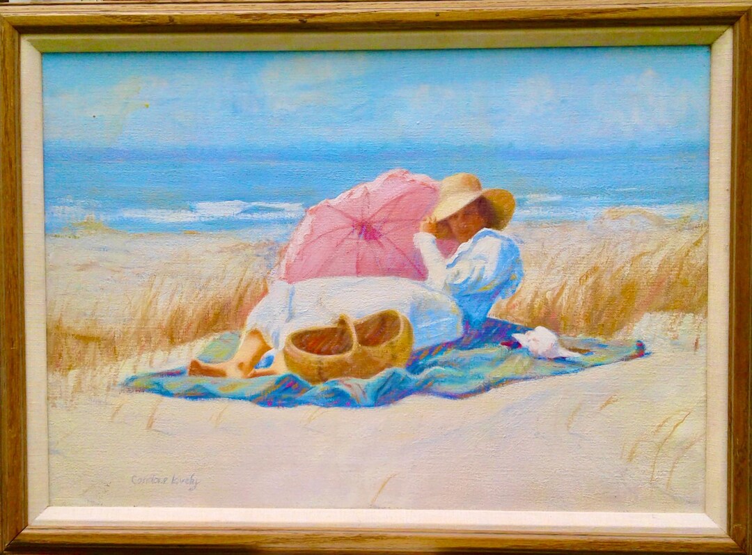 Candace Lovely Original "woman on Beach" Painting Cape Cod 14 1/4" X 19 ...