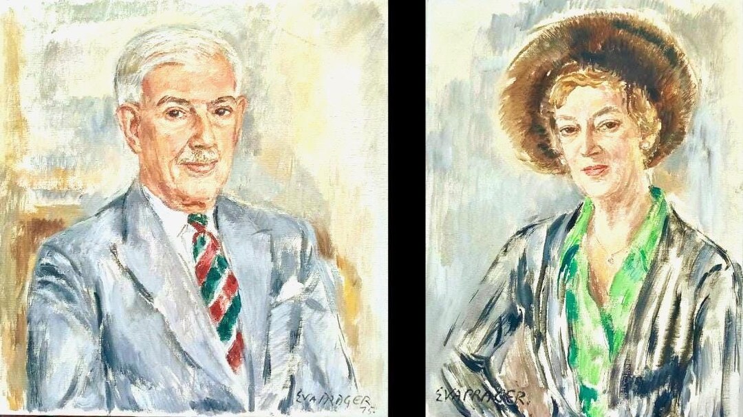 1970s (2) Eva Prager Portrait Paintings: Canadian WW2 Hero Montreal ...