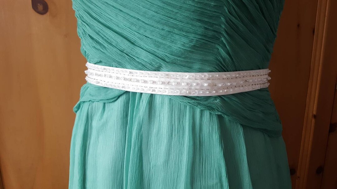 Ivory Satin Bridal Belt With Beads and Sequins - Etsy