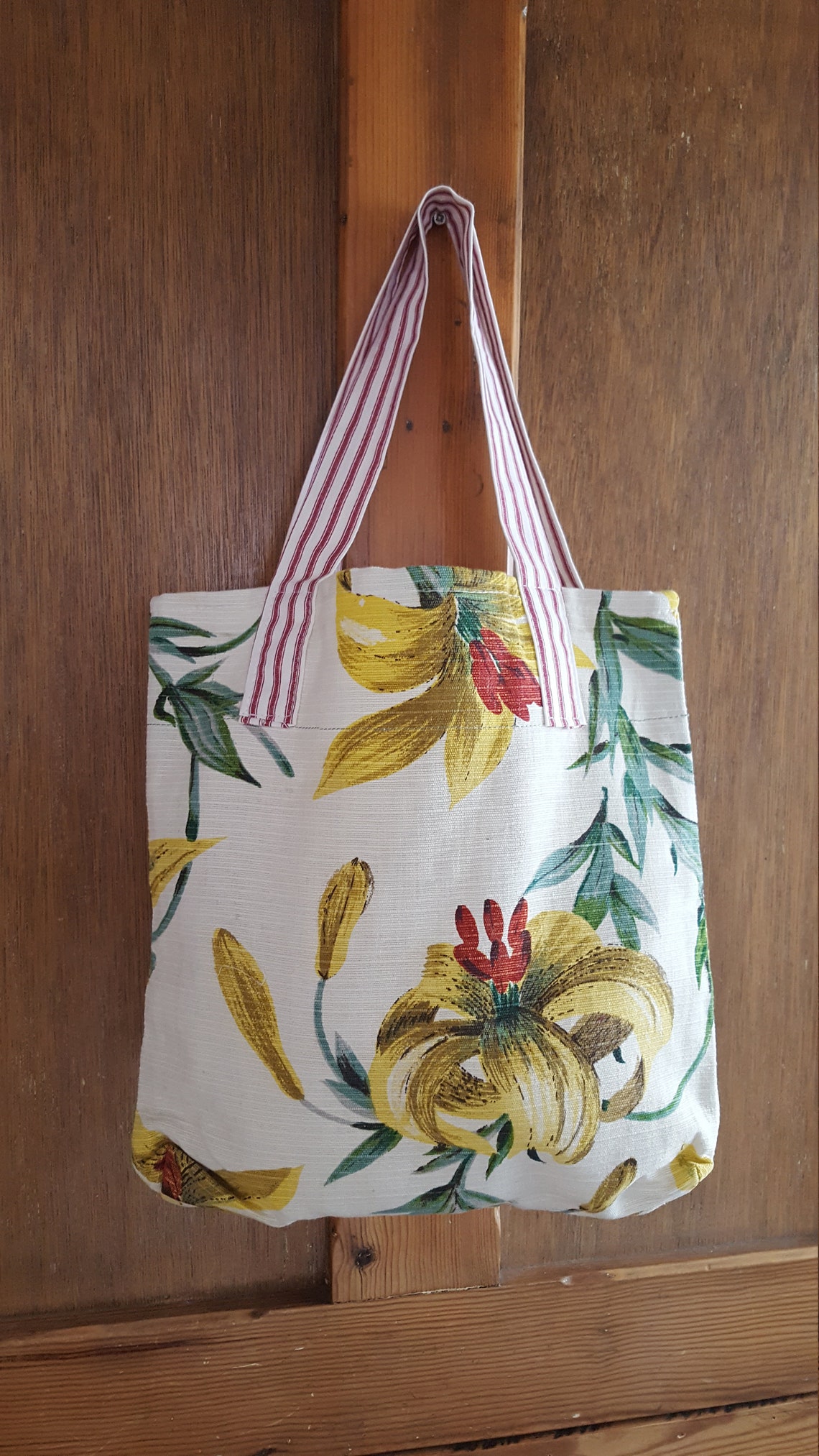 Unique Handmade Recycled Vintage Barkcloth Fabric Tote Bag - Etsy