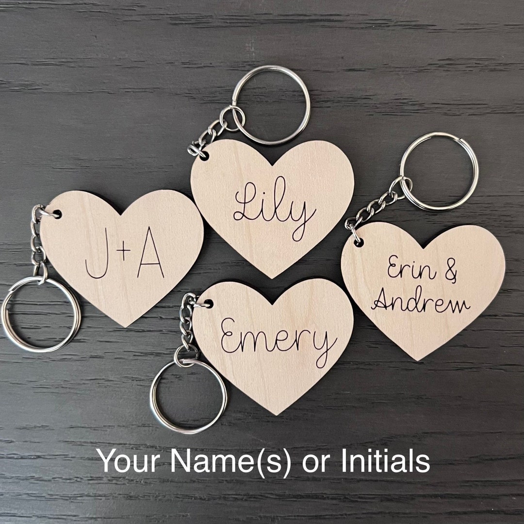 Engraved Heart Keychain - Personalized - Etsy