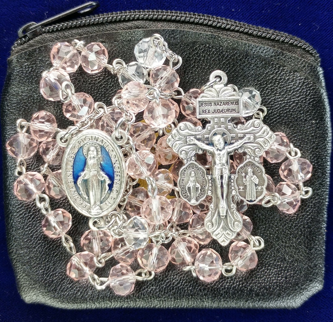 Light Pink Faceted Rosary (case Included) - Etsy