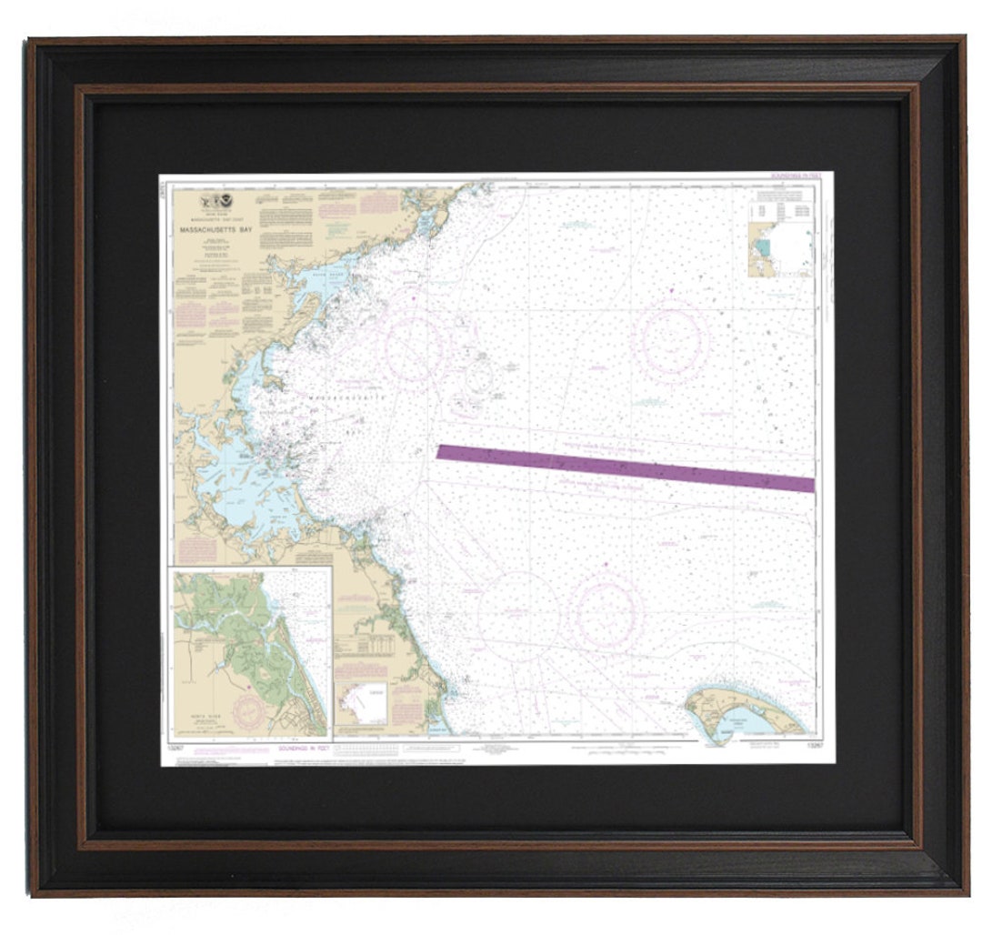 Framed Nautical Chart: Massachusetts Bay; North River. NOAA 13267 ...