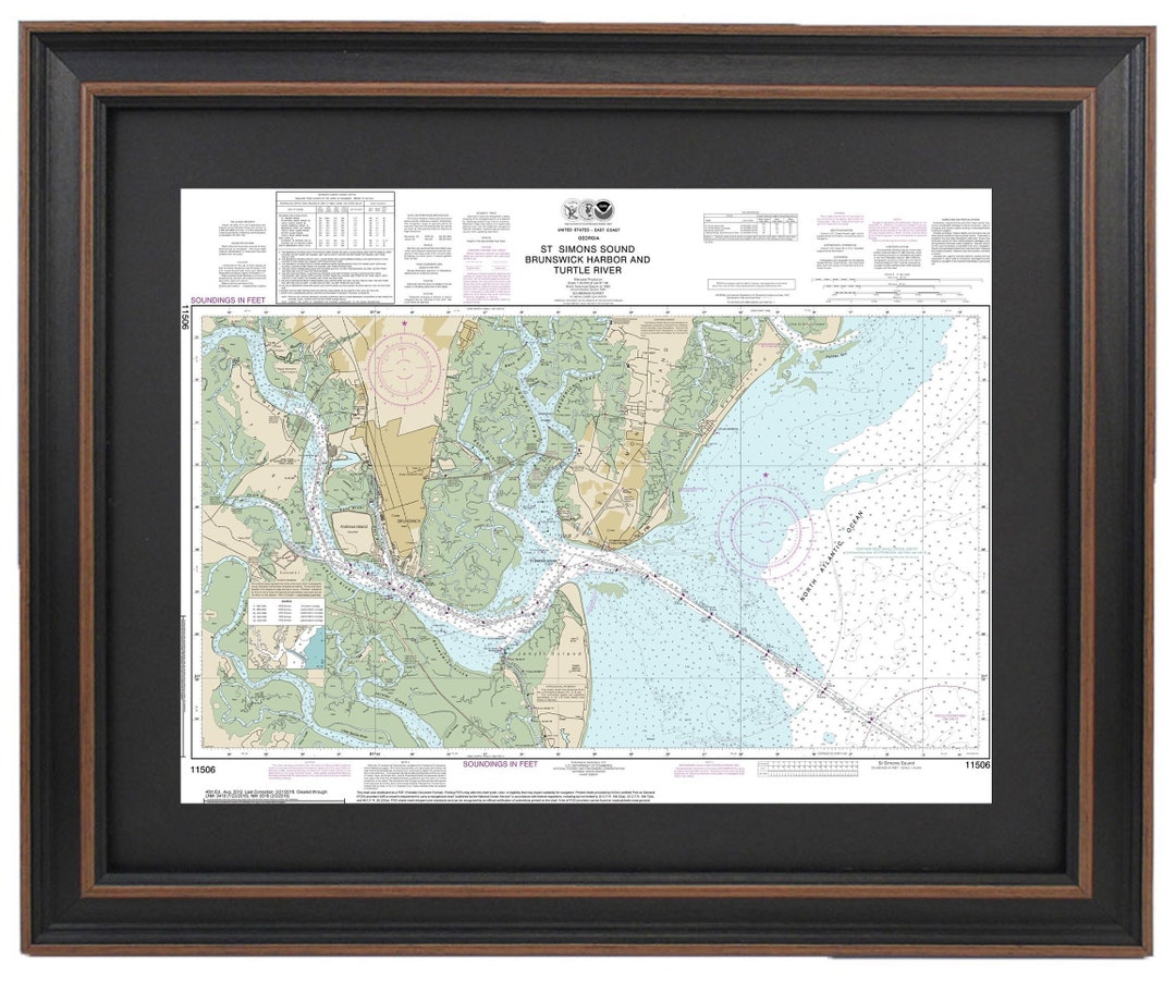 Framed Nautical Map 11506 - St. Simons Sound, Brunswick Harbor and ...