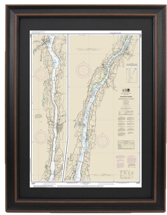 Framed Nautical Map 12347 Hudson River Wappinger Creek to | Etsy