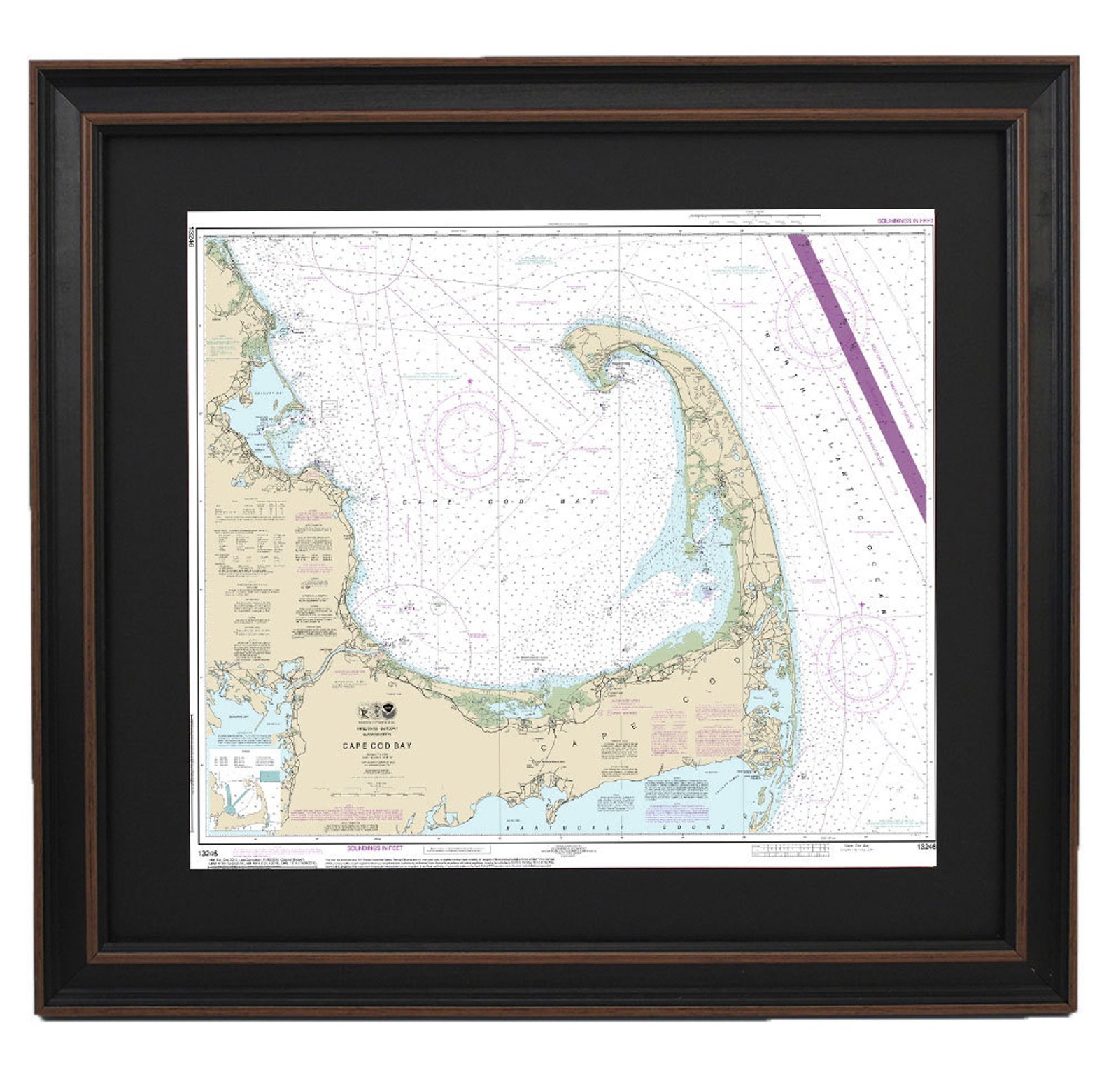 Framed Nautical Chart Cape Cod Bay NOAA 13246 Nautical - Etsy