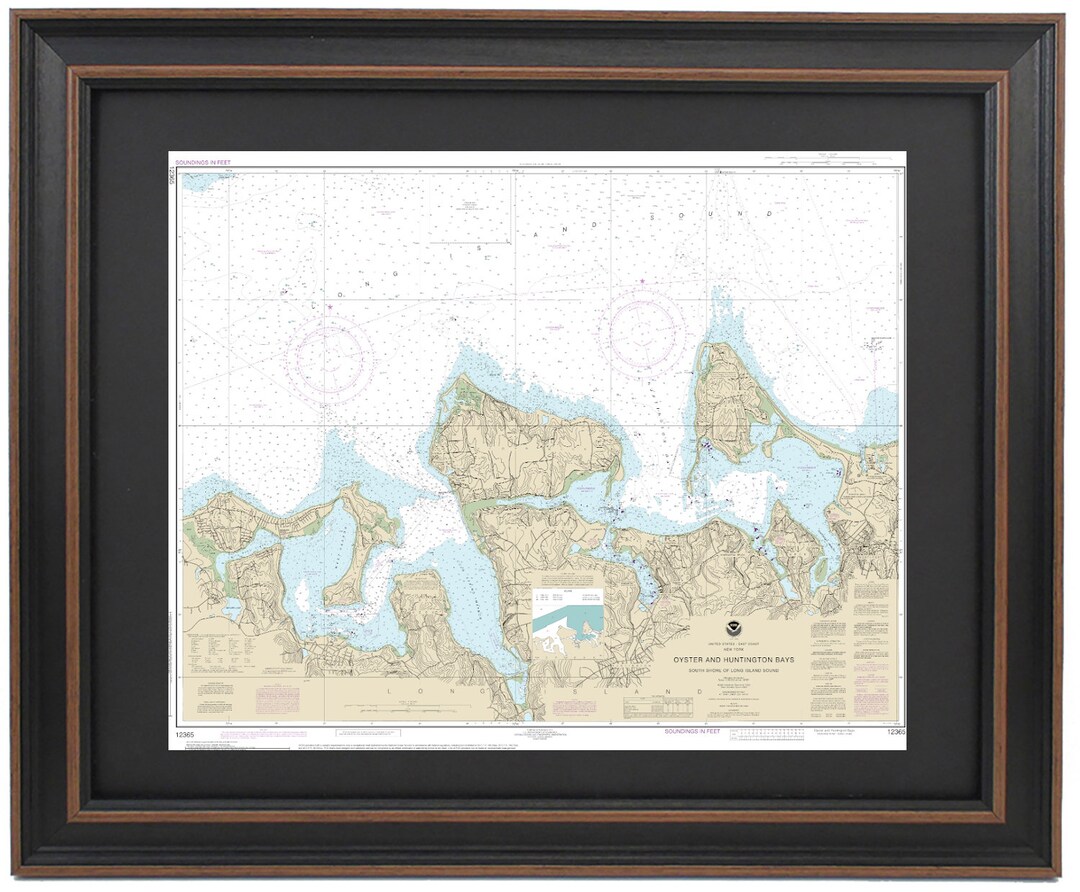 Framed Nautical Chart 12365 - South Shore of Long Island Sound Oyster ...