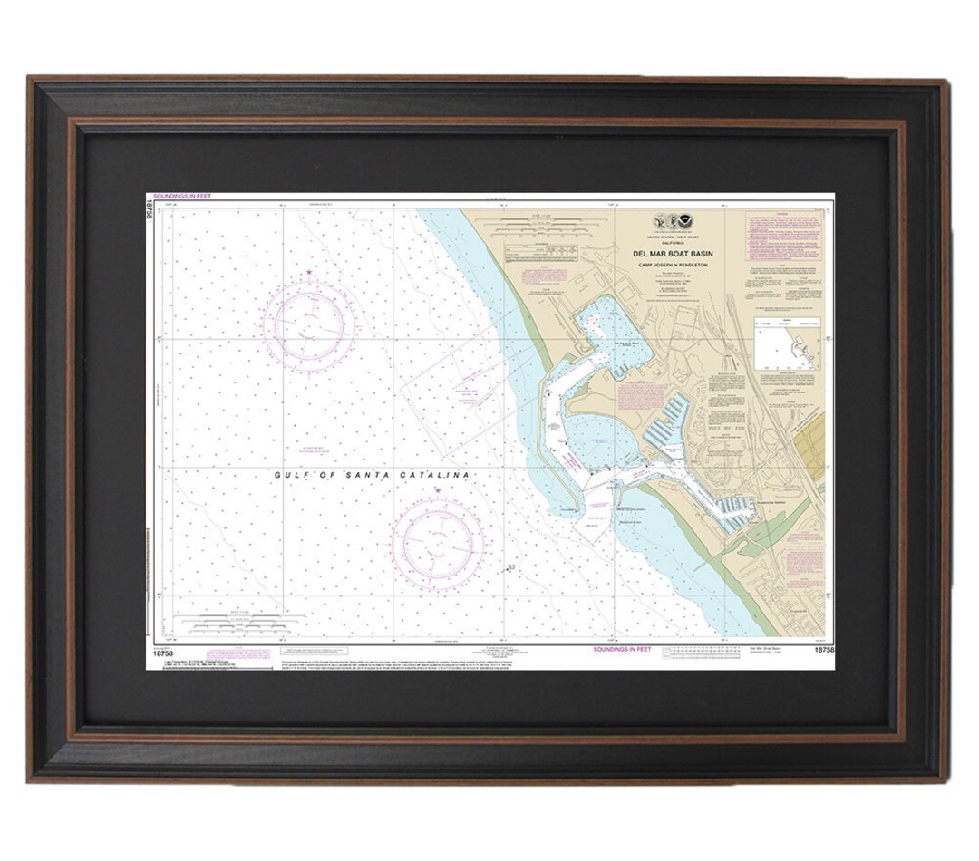 Framed Nautical Map 18758 Del Mar Boat Basin Nautical Gifts & Beach ...