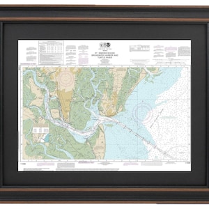 Framed Nautical Chart 11506 - St. Simons Sound, Brunswick Harbor and ...