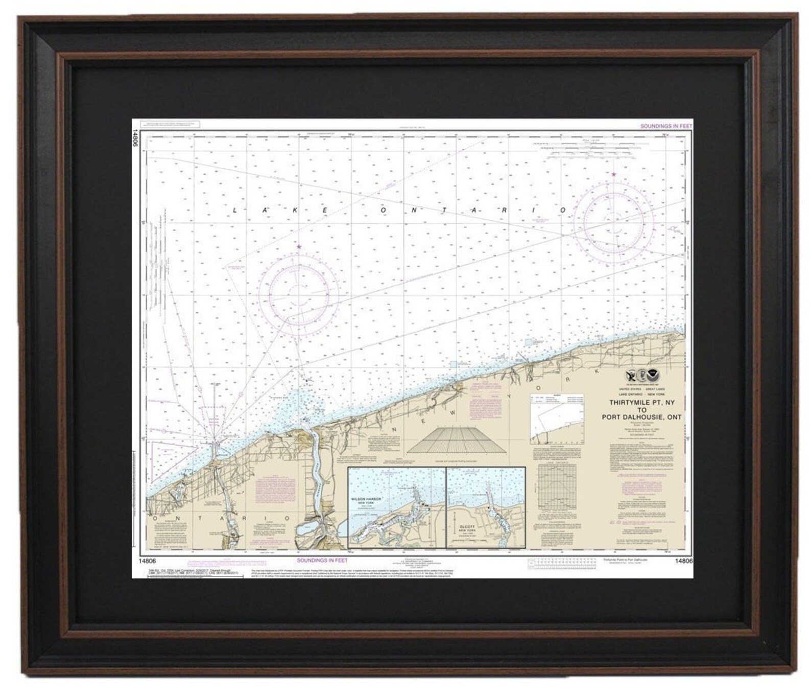 Framed Nautical Map 14806 Lake Ontario Thirtymile PT NY to - Etsy