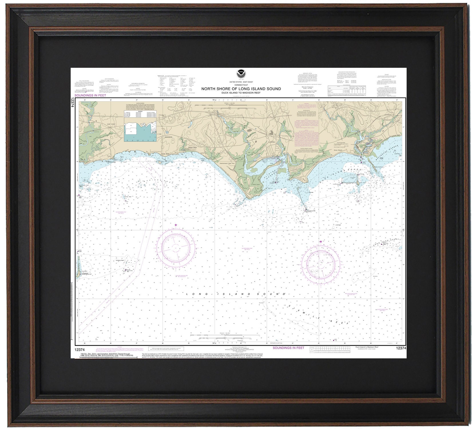 Framed Nautical Map 12374 : North Shore of Long Island Sound - Etsy