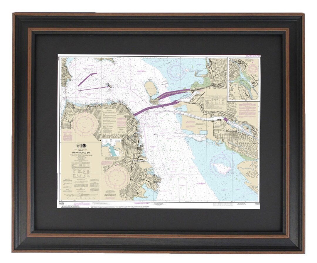 Framed Nautical Chart San Francisco Bay Candlestick Point to - Etsy