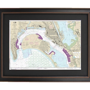 Framed Nautical Chart San Diego Bay NOAA 18773 Nautical Gifts & Beach ...