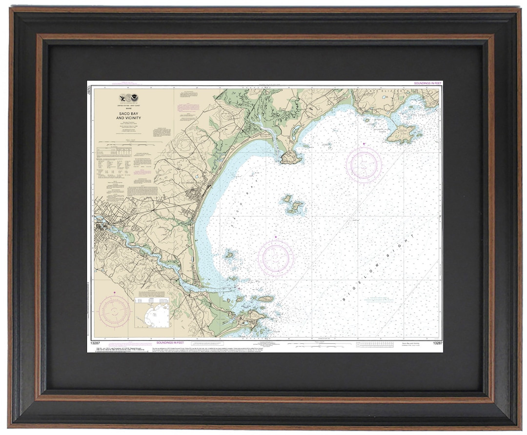 Framed Nautical Map 13287 : Saco Bay, ME - Etsy