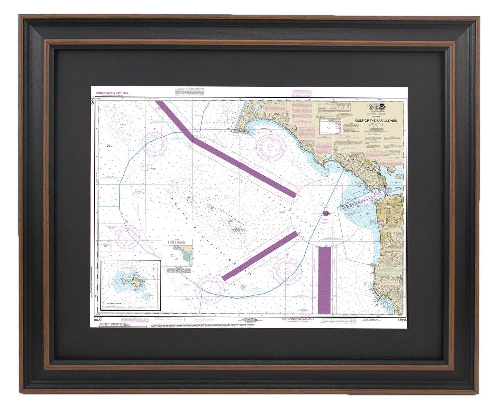 Framed Nautical Chart Gulf of the Farallonessoutheast Farallon NOAA ...