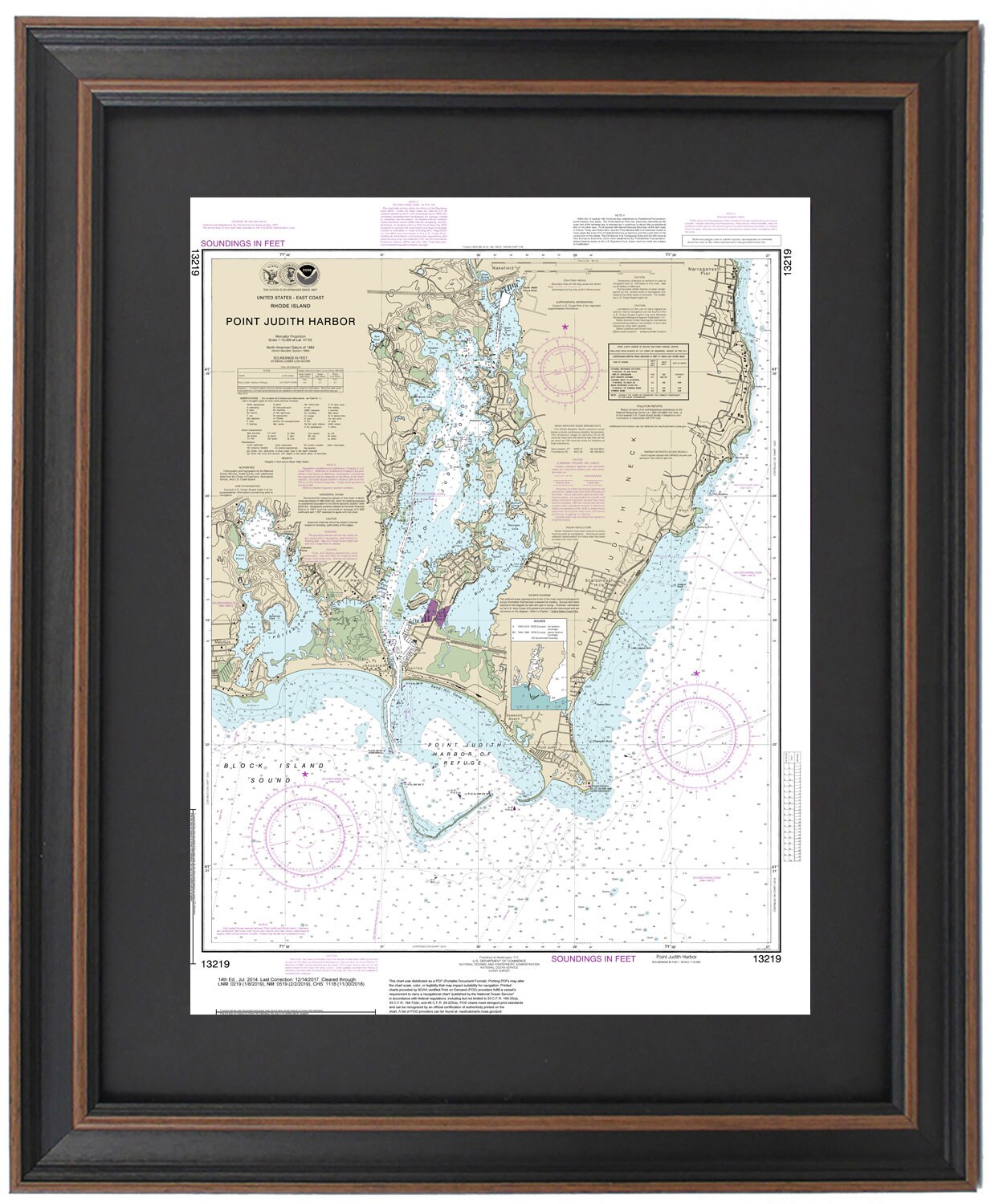 Framed Nautical Map 13219 : Point Judith Harbor, RI - Etsy