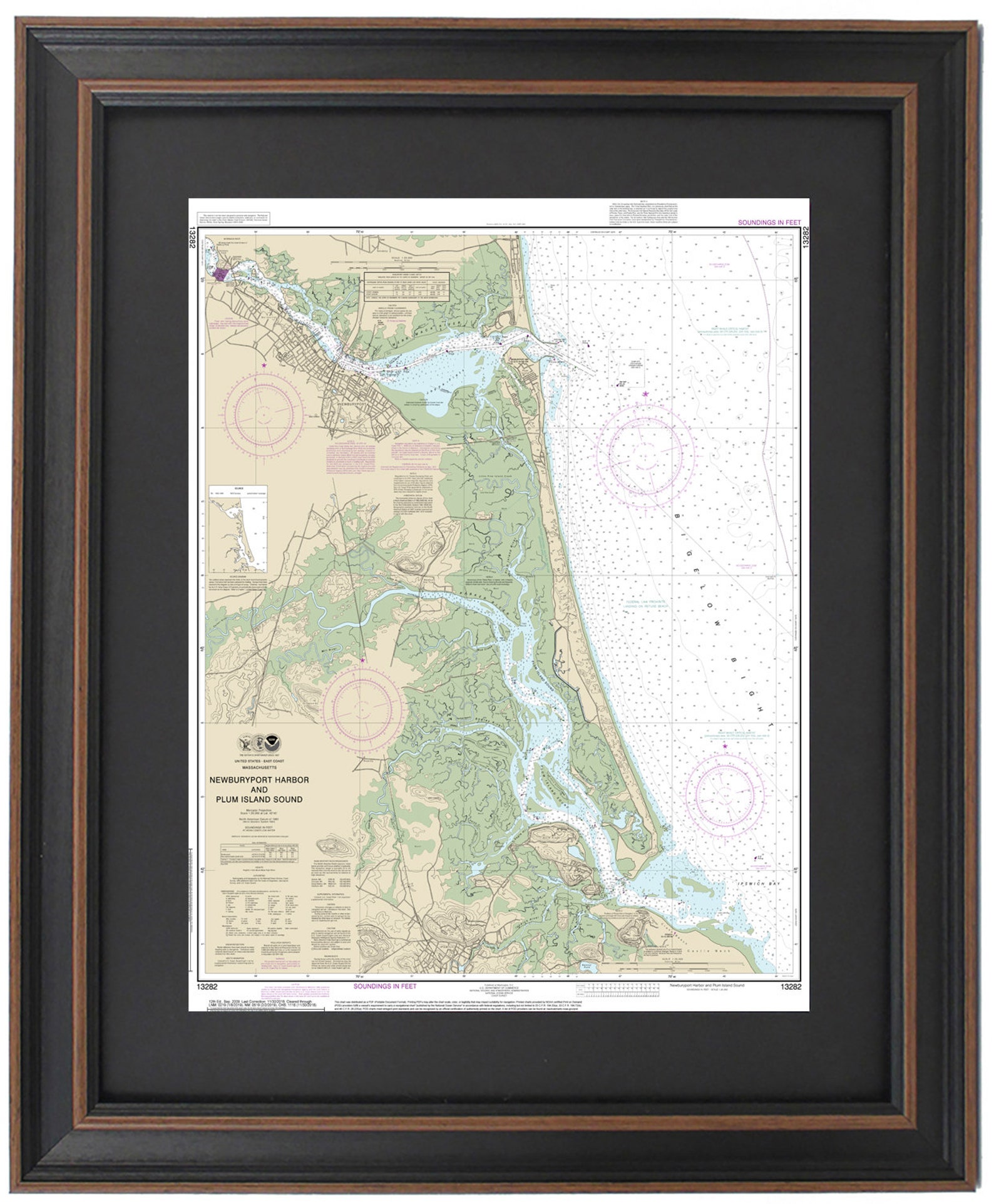 Framed Nautical Map 13282 : Newburyport Harbor and Plum Island Sound - Etsy
