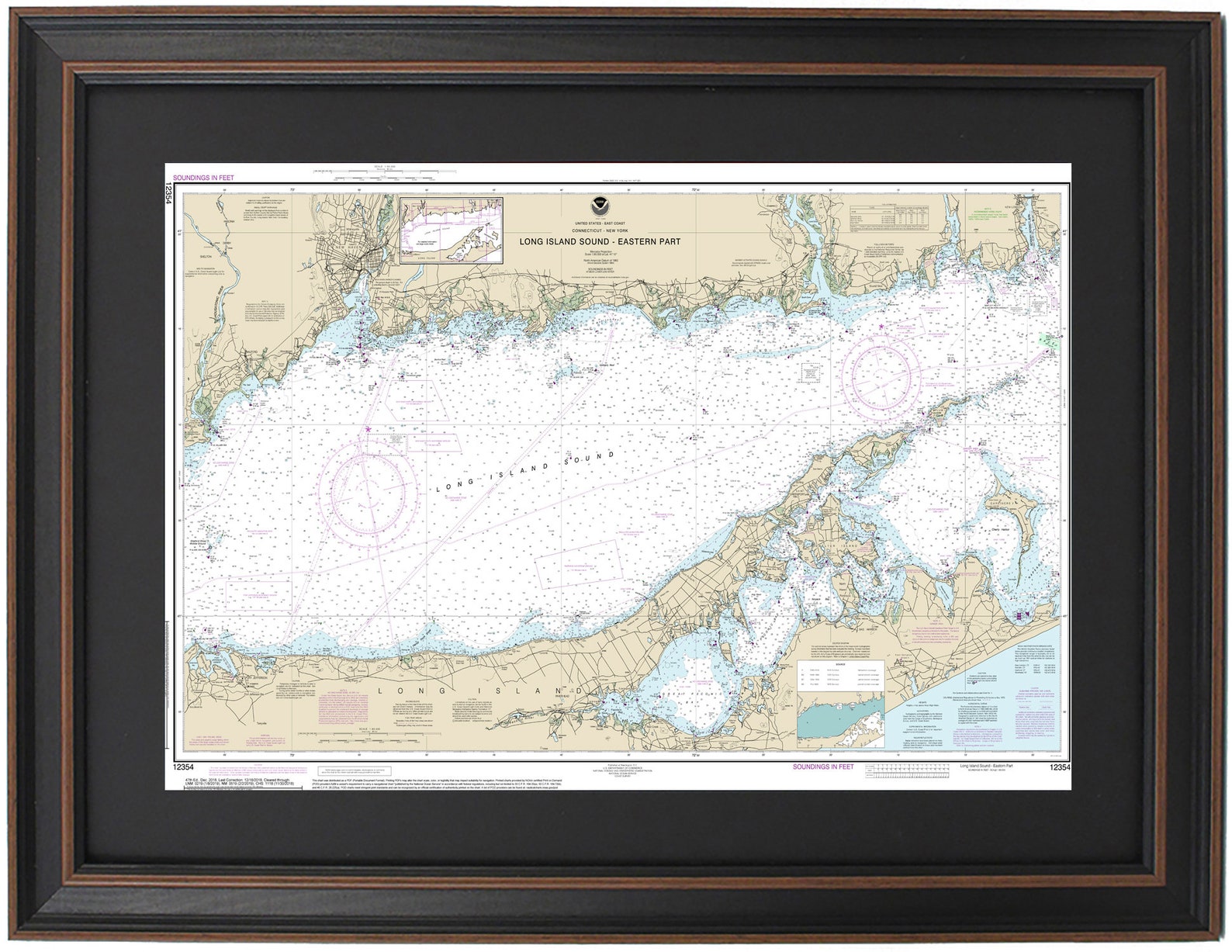 Framed Nautical Map 12354 : Long Island Sound, NY Eastern Part - Etsy