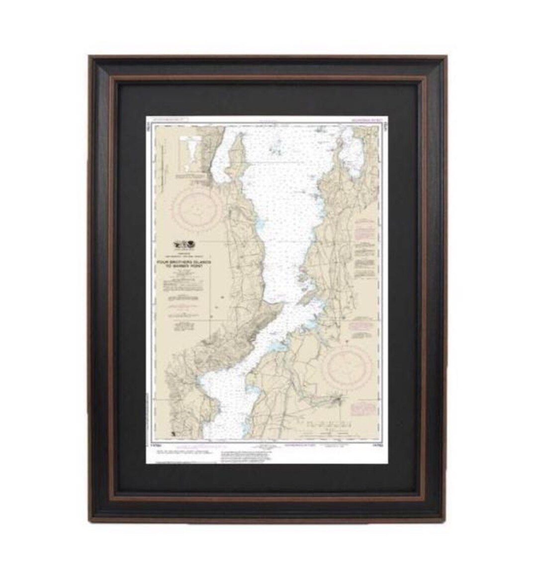 Framed Nautical Chart 14783. Lake Champlain, Four Brothers Islands to ...