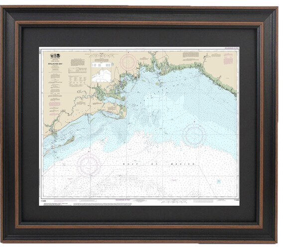 Framed Nautical Map 11405 Apalachee Bay Nautical Gifts & | Etsy