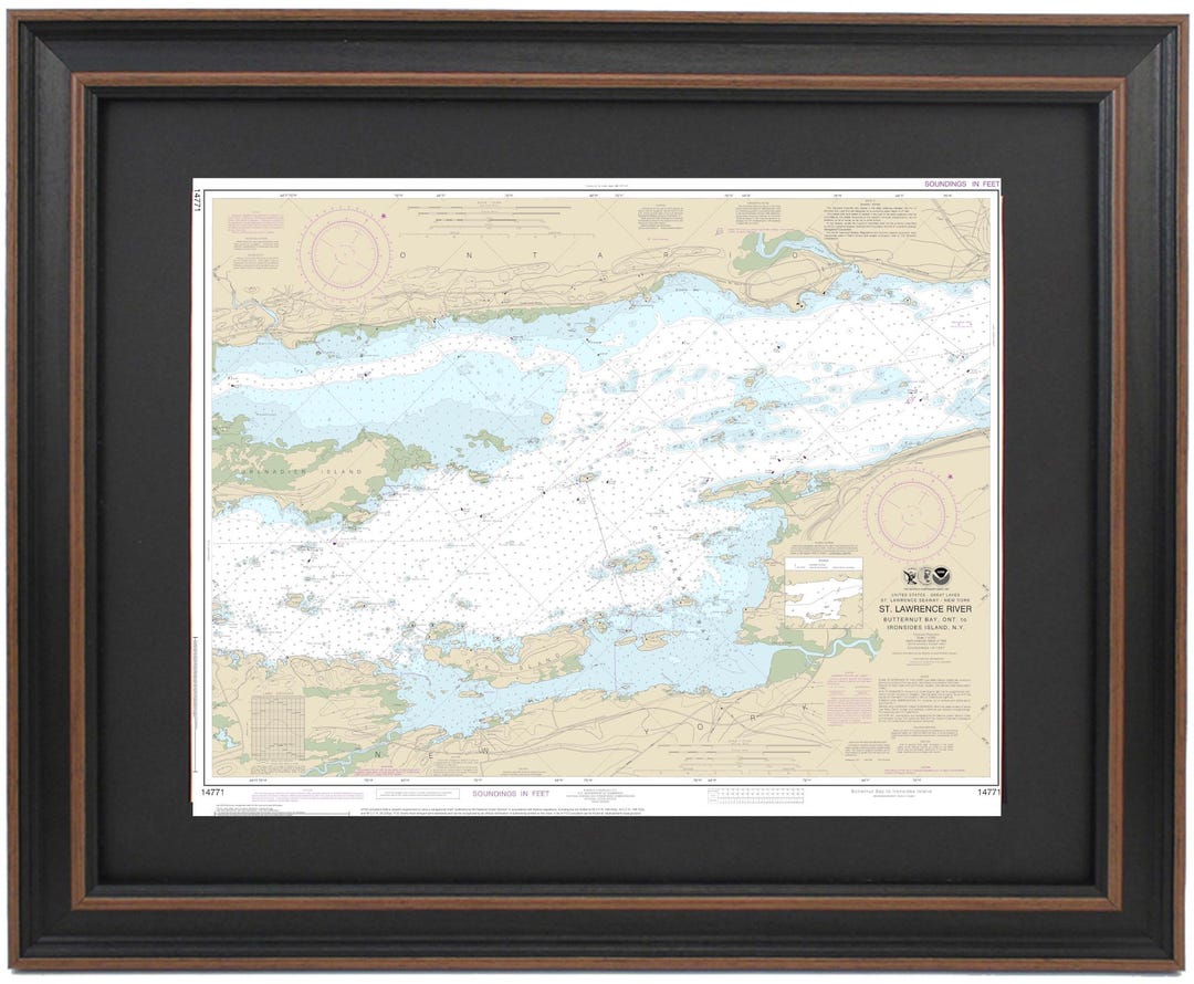 Framed Nautical Chart 14771 - St. Lawrence River, Butternut Bay, Ontario, to Ironsides L., N.Y ...