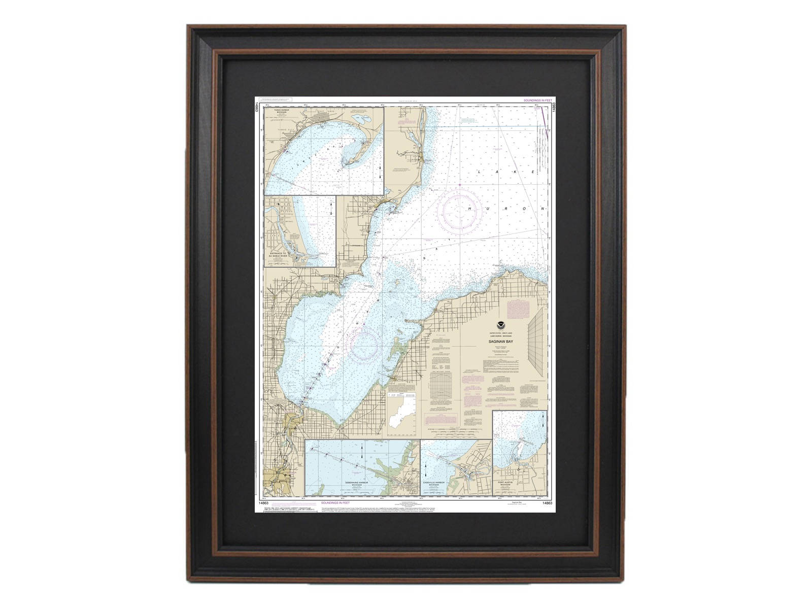 Framed Nautical Chart Lake Huron Saginaw Bay NOAA 14863 - Etsy