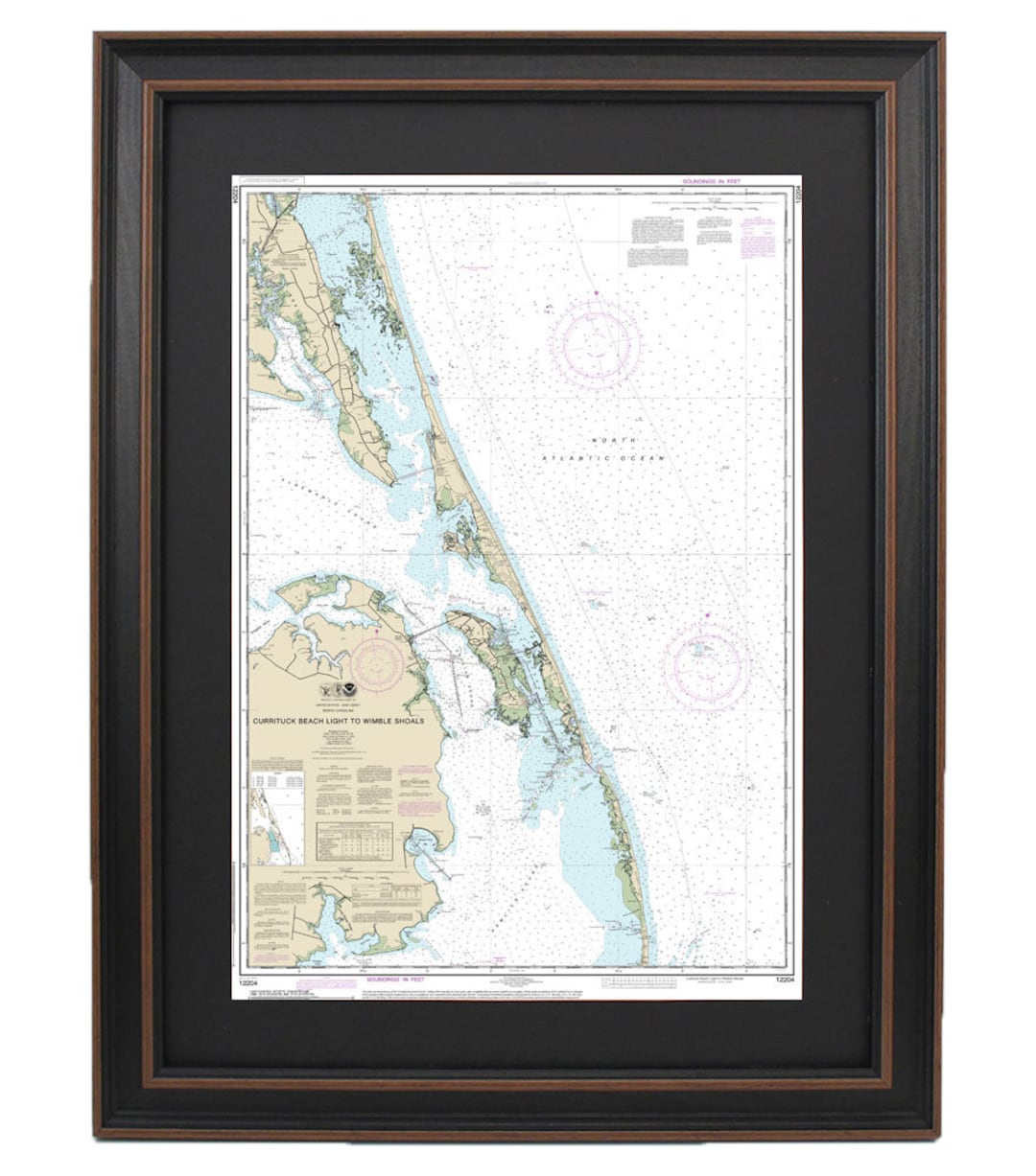 Framed Nautical Chart 12204 - Outer Banks. Currituck Beach Light to ...