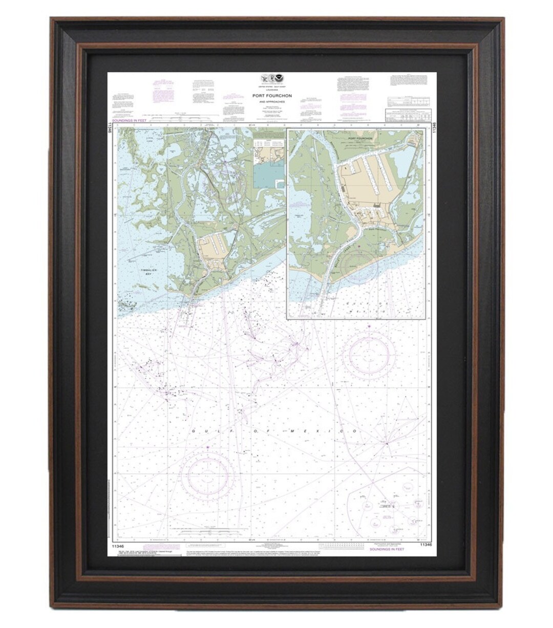 Framed Nautical Map 11346 - Fort Fourchon and Approaches; Nautical ...