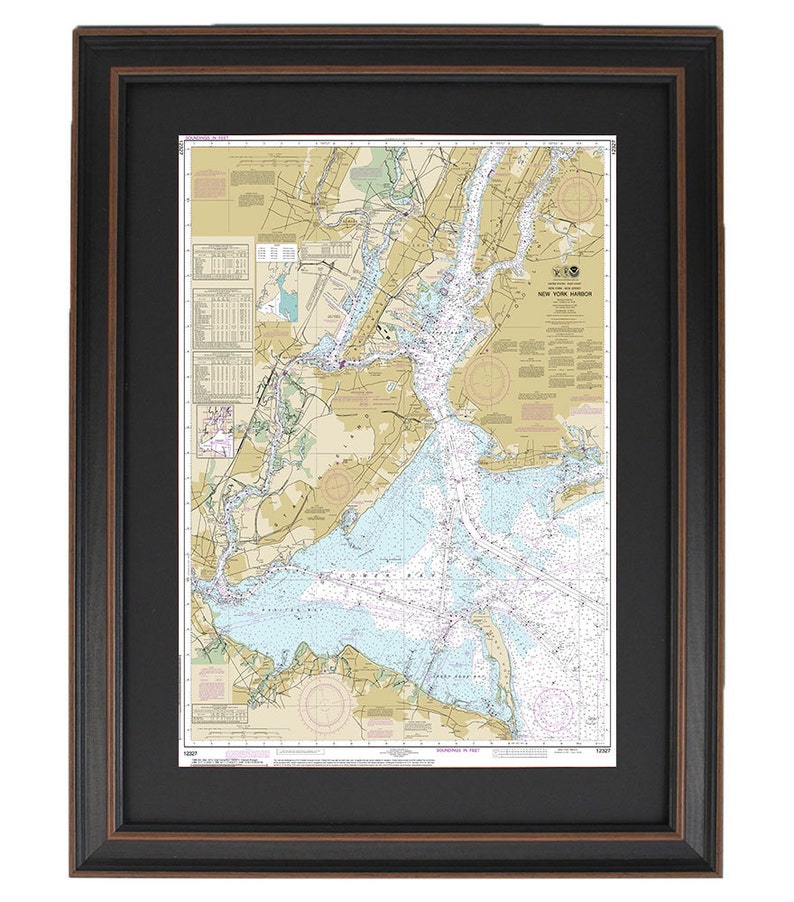 Framed Nautical Chart New York Harbor NOAA 12327 Nautical - Etsy