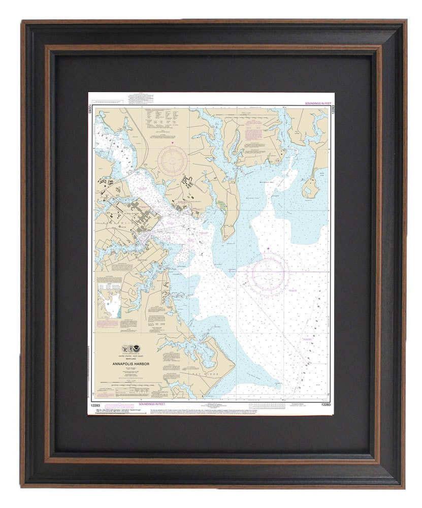 Framed Nautical Chart Annapolis Harbor NOAA 12283 Nautical - Etsy