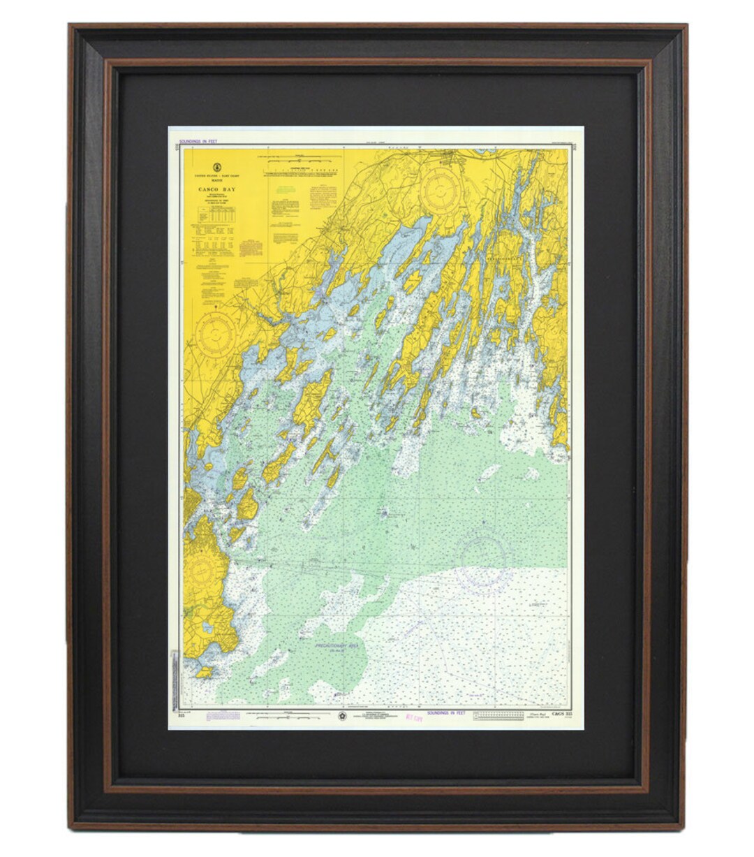 Vintage Casco Bay Maine Nautical Chart 13290. 1974 Historical Chart ...