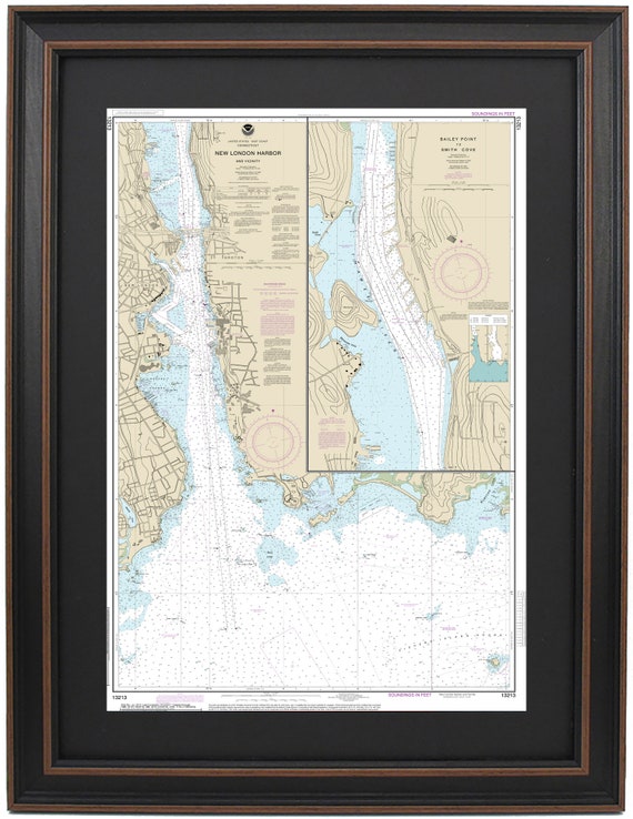 Framed Nautical Map 13213 : New London Harbor - Etsy