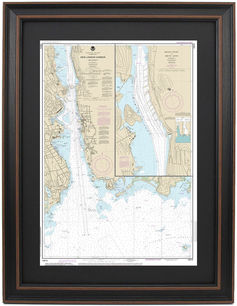 Framed Nautical Map 13213 : New London Harbor - Etsy