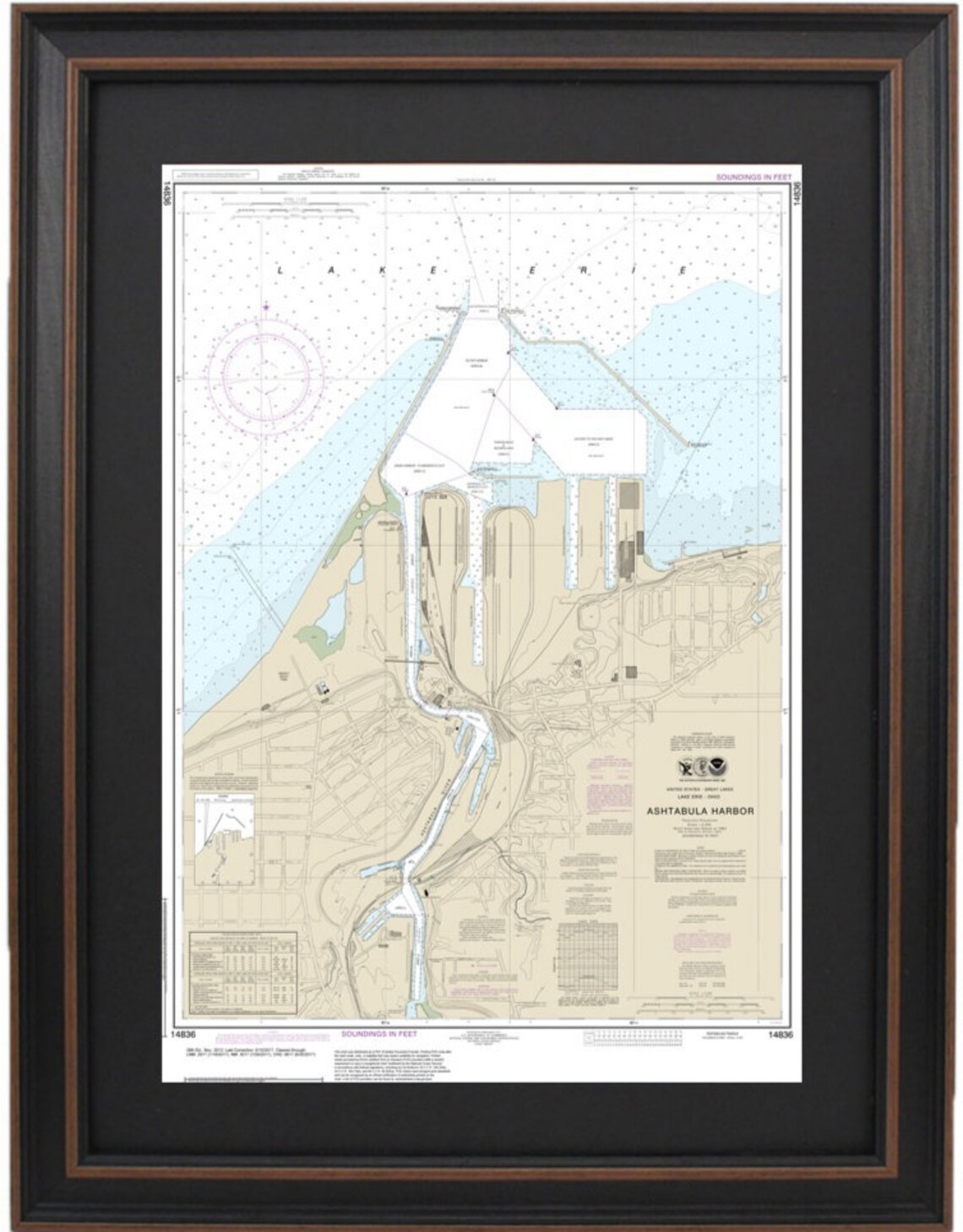 Framed Nautical Map 14836 : Ashtabula Harbor Lake Erie - Etsy