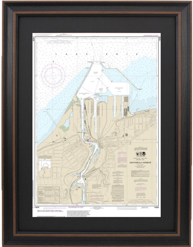 Framed Nautical Map 14836 : Ashtabula Harbor Lake Erie - Etsy