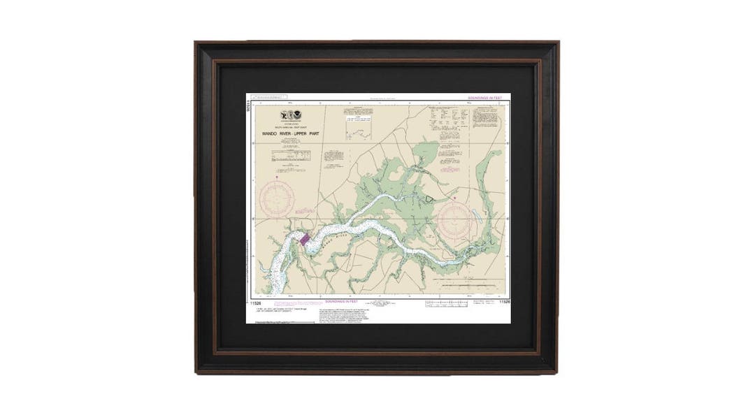 Framed Nautical Chart 11526 - South Carolina's Wando River. NOAA 11526 ...