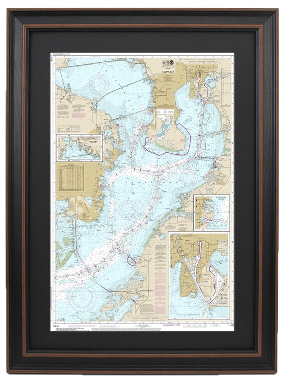 Framed Nautical Map 11416 Tampa Bay Nautical Gifts & Beach - Etsy