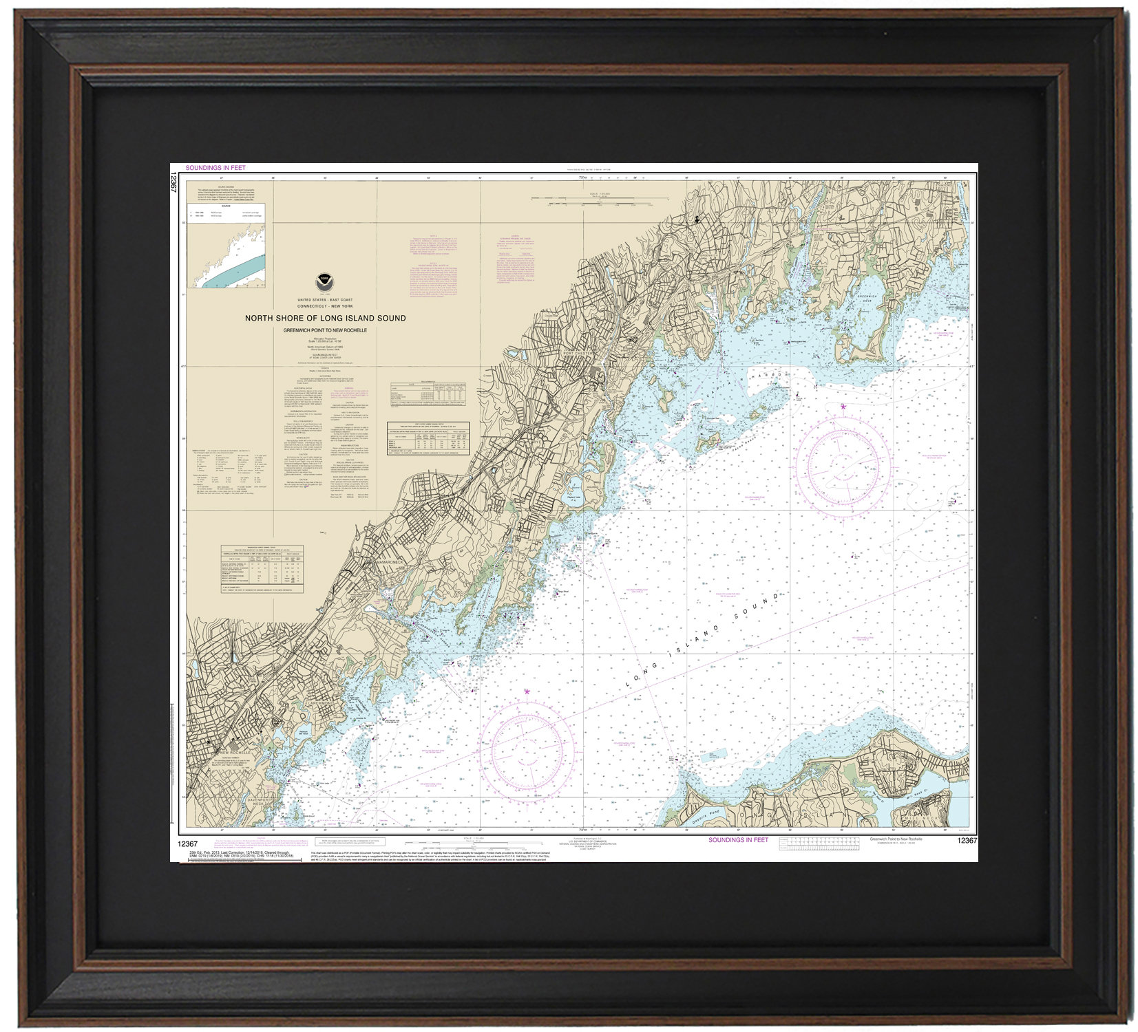 Framed Nautical Map 12367 : North Shore of Long Island Sound - Etsy