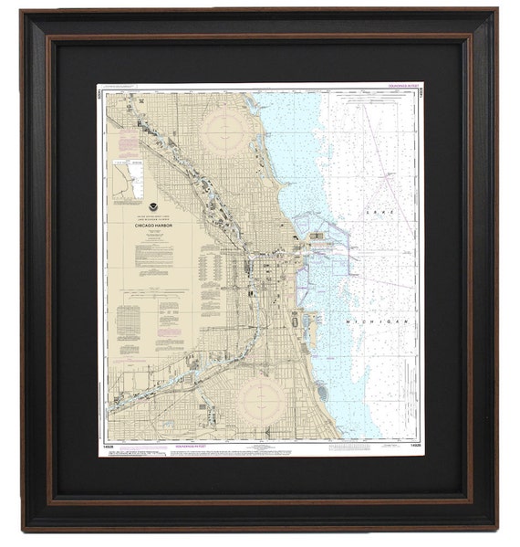 Framed Nautical Chart Chicago Harbor NOAA14928 Nautical | Etsy