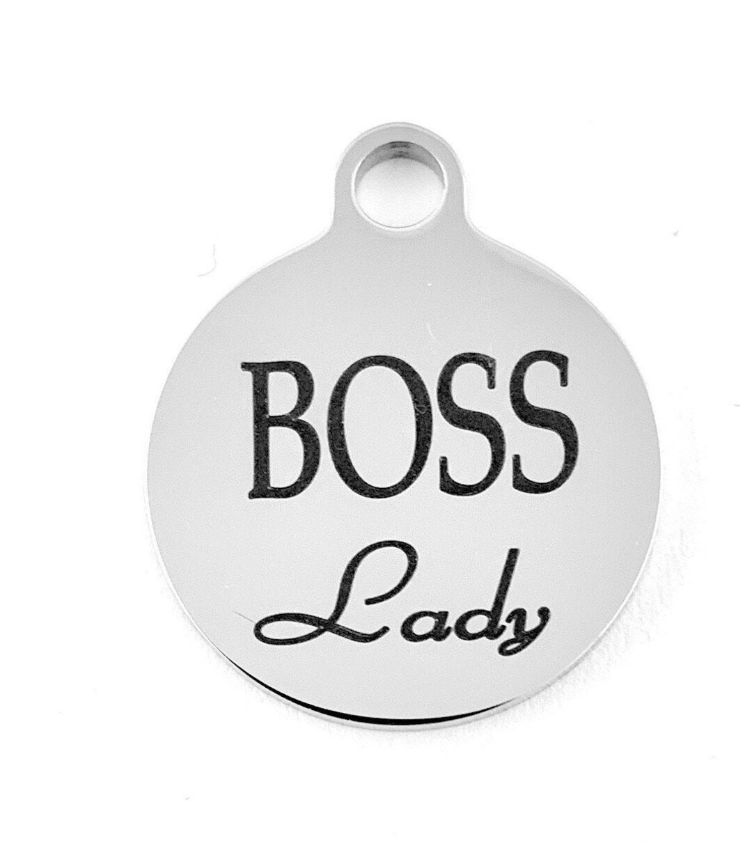 Boss Lady, Round Steel Tag, Stainless Steel Engraved Charm, Laser ...