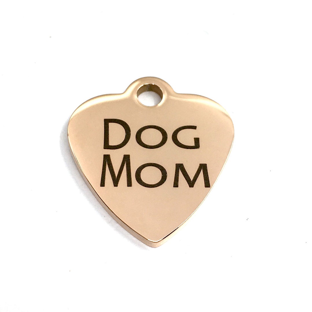 Dog Mom Engraved Charm, Engraved Charm, Dog Lover Gifts, Heart Charm ...