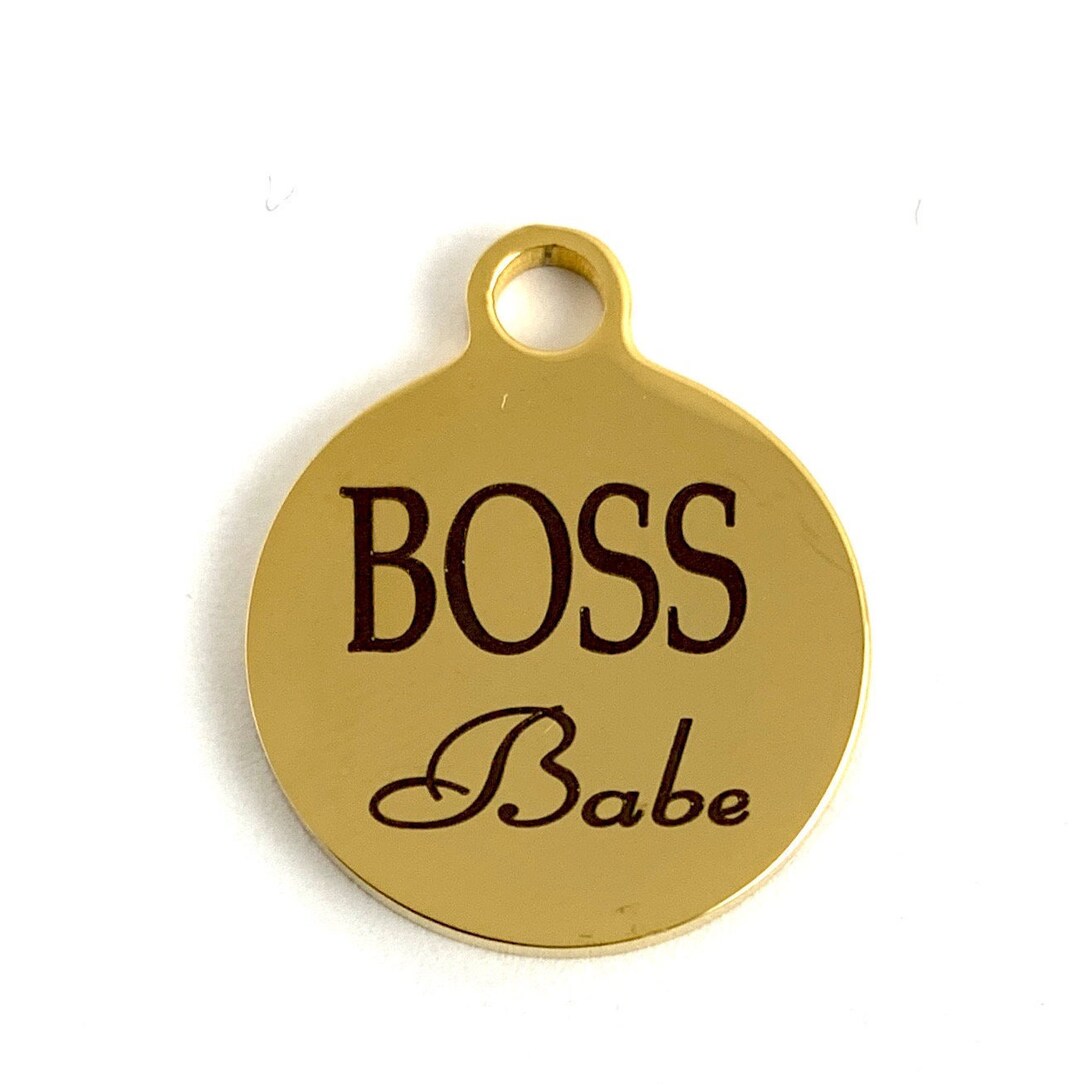 Boss Babe, Round Steel Tag, Stainless Steel Engraved Charm,laser ...