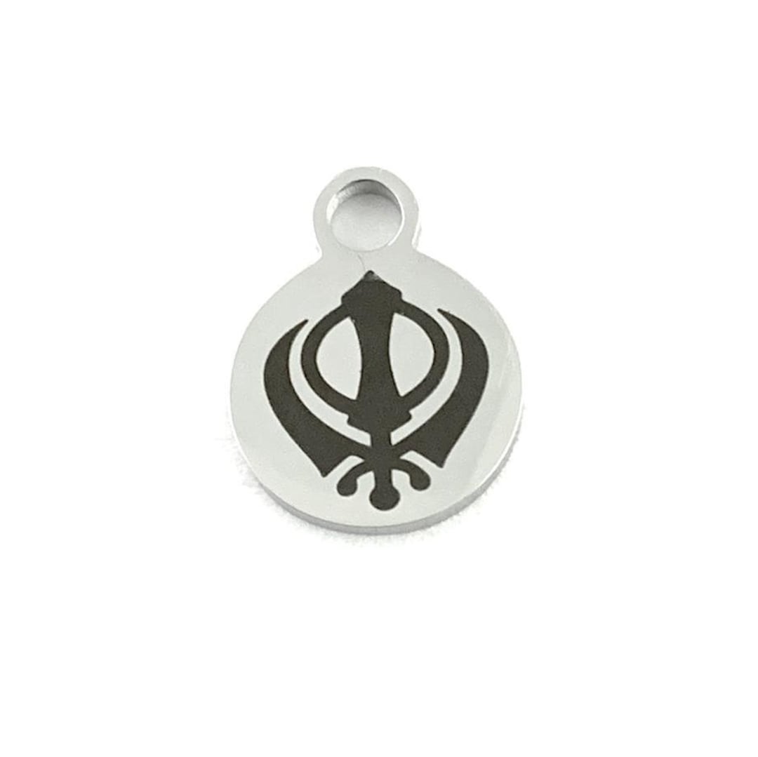 19mm Small Round, Khanda Charm, Sikh Religion Logo Round Charm ...